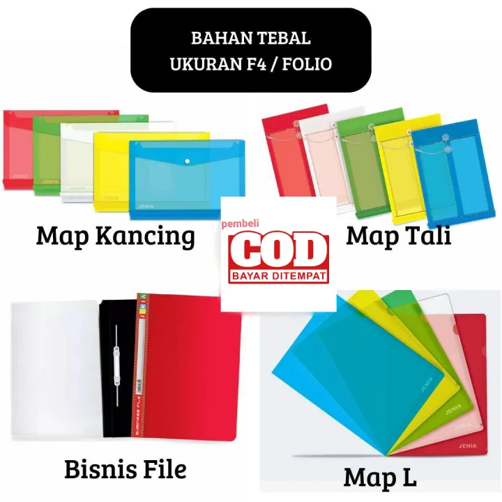 grosir map alat kantor / Map Plastik / Dokumen Folio / map kancing ...