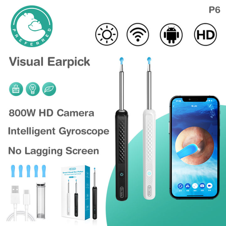 PREFFERED 800W HD Camera WiFi Visual Ear Wax Cleaner Spoon Endoscope ...