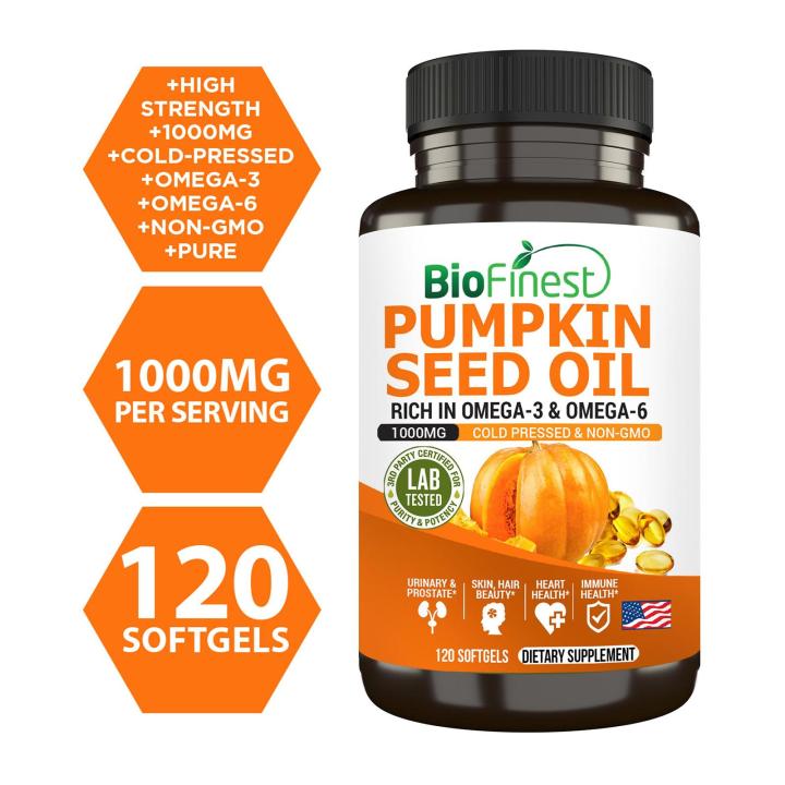 Biofinest Pumpkin Seed Oil Supplement 1000MG Omega 3 6 Cholesterol ...