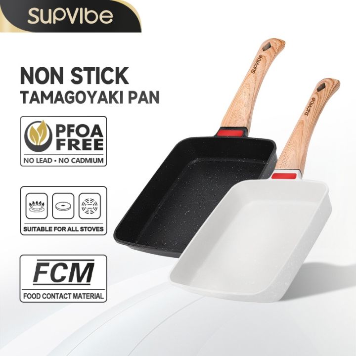SUPVIBE Non Stick Japanese Tamagoyaki Pan Flat Frying Pan Egg Pan ...