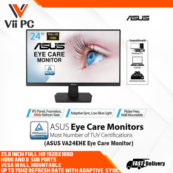 ASUS VA24EHE Eye Care Monitor – 23.8 inch, Full HD, IPS, Frameless ...