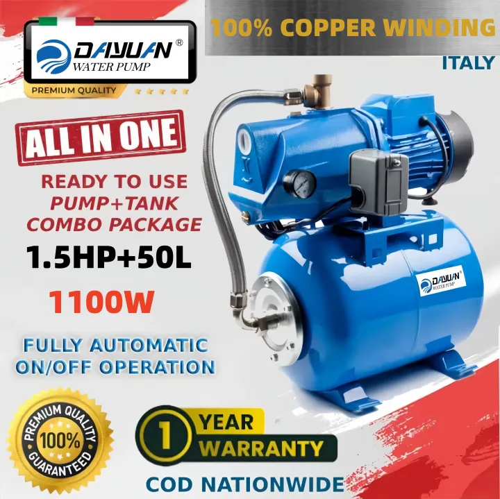 DAYUAN Self Priming Jet Booster Water Pump 1.5HP + Bladder Tank ...