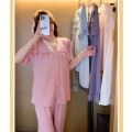 RULIF Baju tidur Piyama Wanita Import Polos model V-neck Renda ...