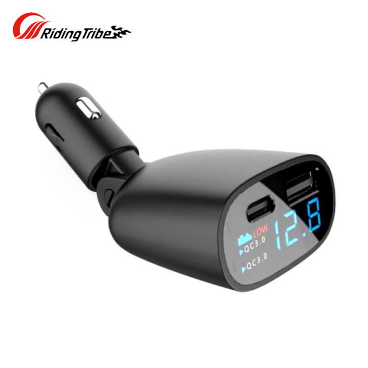 Riding Tribe USB Car Charger 90 Degree Rotation QC3.0+PD 2 Ports Fast ...