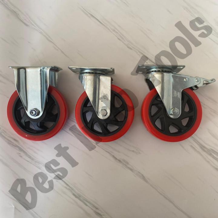 RODA PVC TRIPLE S 4" INCH HIDUP MATI REM DBL BEARING TROLLEY TROLI ...