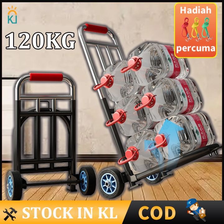 👍Trolley Foldable Hand Truck 6 Wheels Climb Stairs Troli Barang Pasar Malam Troli Heavy Duty ...