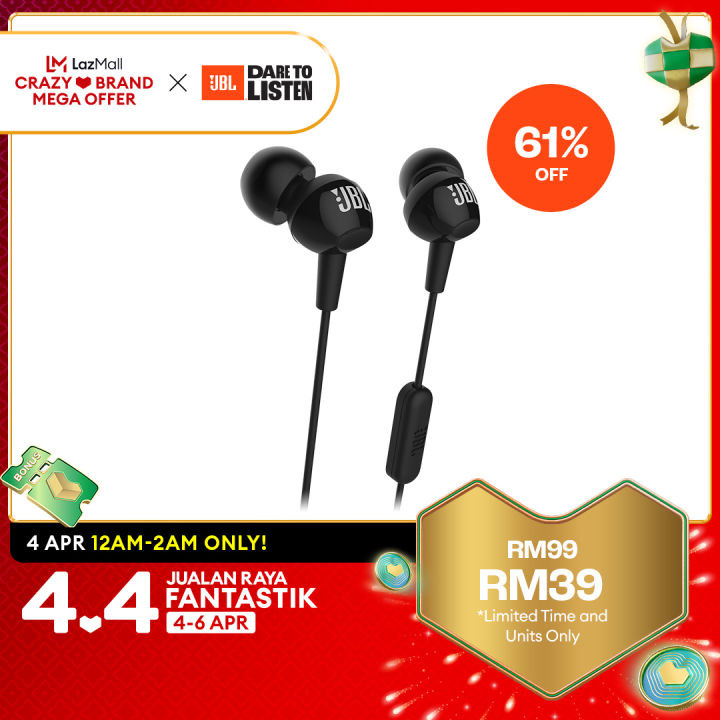 JBL C150SI In-ear Headphones with Built-in Microphone | Lazada