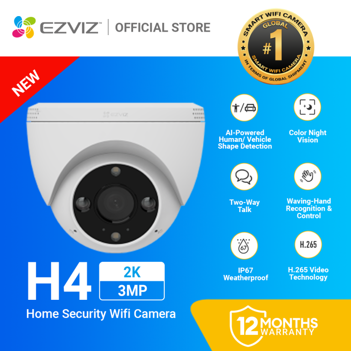 EZVIZ H4 2K/3MP Security Wifi CCTV Camera Wireless IP67 Waterproof ...