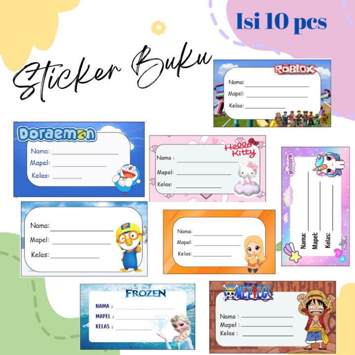 Stiker Buku karakter Isi 10 pcs - Label Nama Buku Tulis Anak - Sampul Buku | Lazada Indonesia