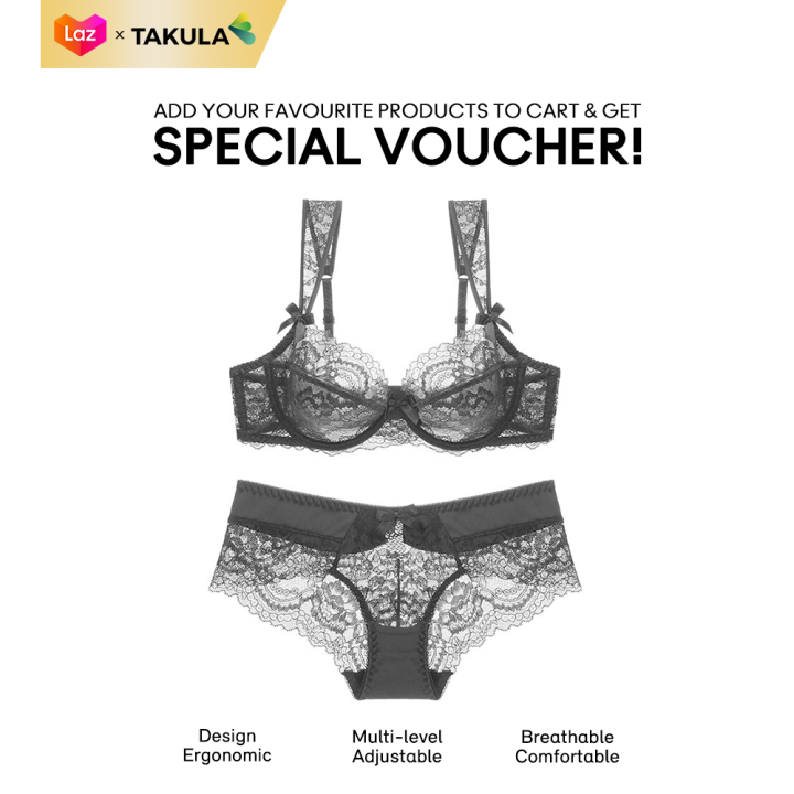 TEEVANCCE Ultra Thin Transparent Lace Bra Set Underwire See Through Underwear Women Lingerie Big ...