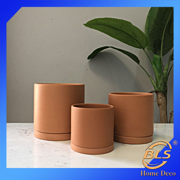 BLS RED POTTERY [ STRAIGHT CYLINDER SHAPE ] CLAY POT CACTUS SUCCULENT ...