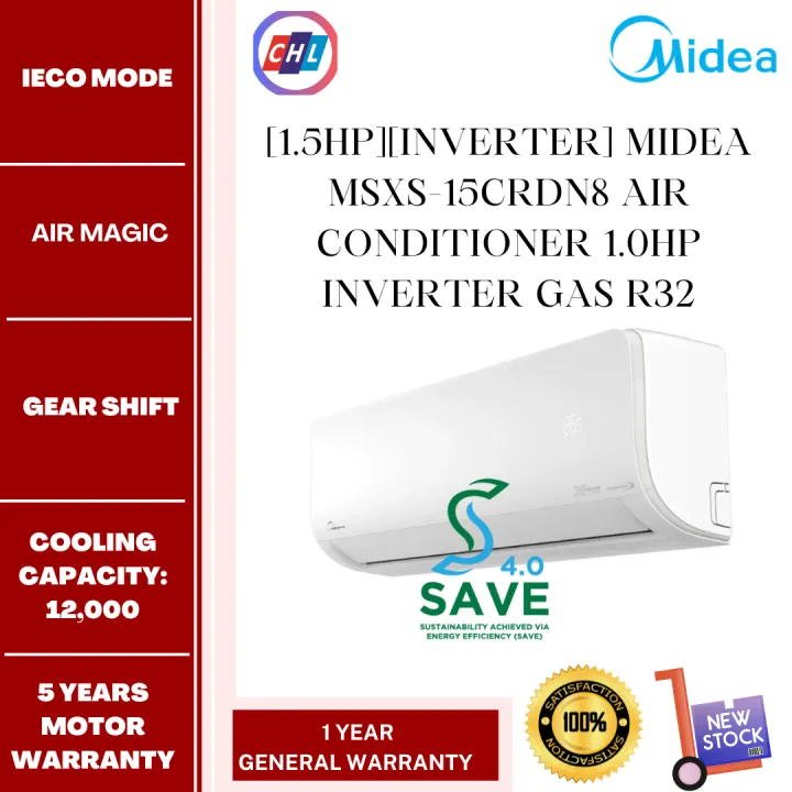 (NUR@PETRA) MIDEA 1.5HP R32 INVERTER XTREME SAVE AIR CONDITIONER MSXS-13CRDN8 | Lazada