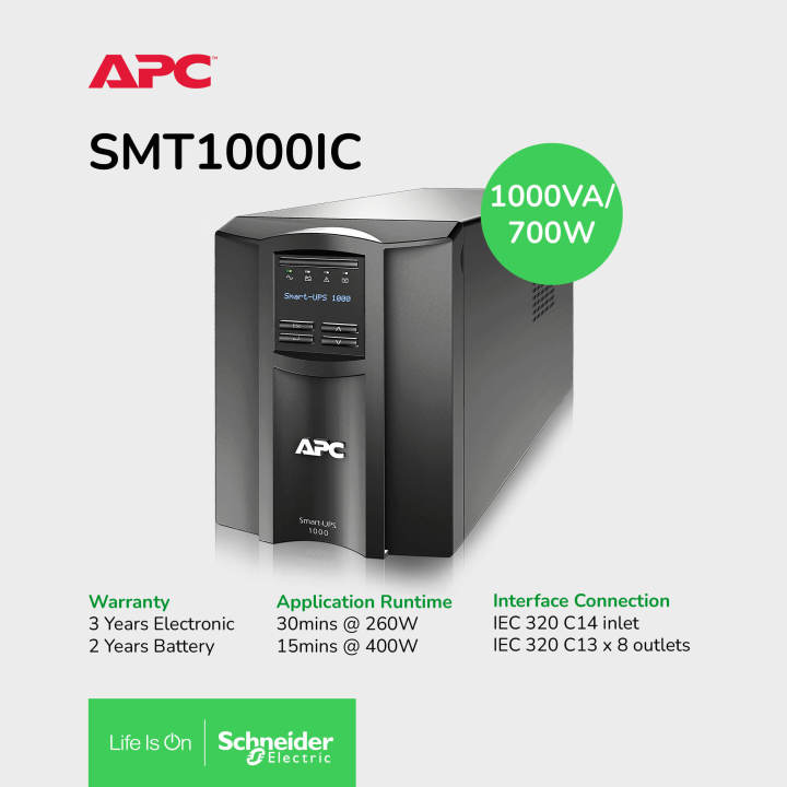 APC Smart-UPS 1000VA LCD 230V with SmartConnect, SMT1000IC | Lazada Singapore