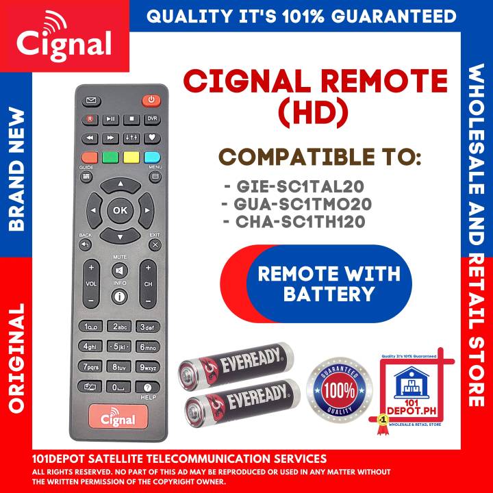 Cignal GIE-SC1TAL20 Remote REPLACEMENT with BATTERY | Lazada PH