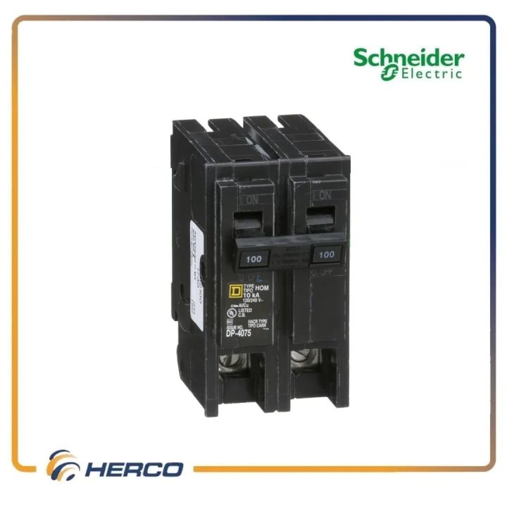 Schneider HomeLine 2-Pole 100A 120/240V 10kAIC Miniature Circuit ...