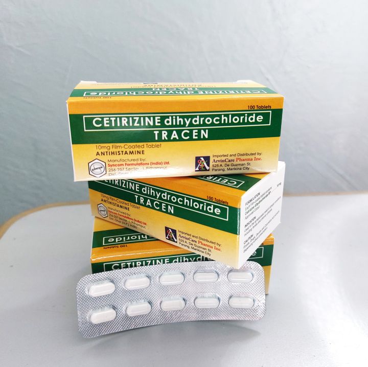 Antihistamine Tracen Cetirizine Dihydrochloride 100 Tablets - 10 mg ...