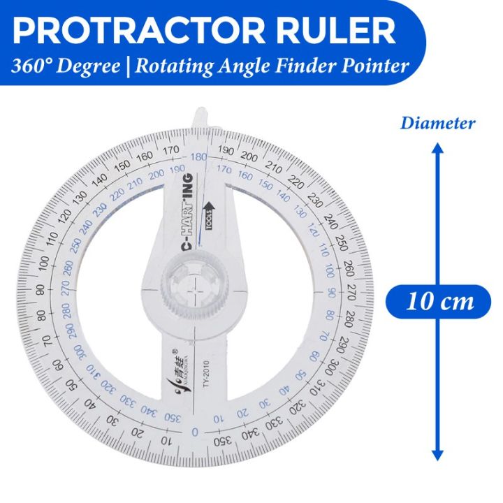 TY-2010 Protractor 360 Degree Circle Measurement Ruler 0-360 Degree ...