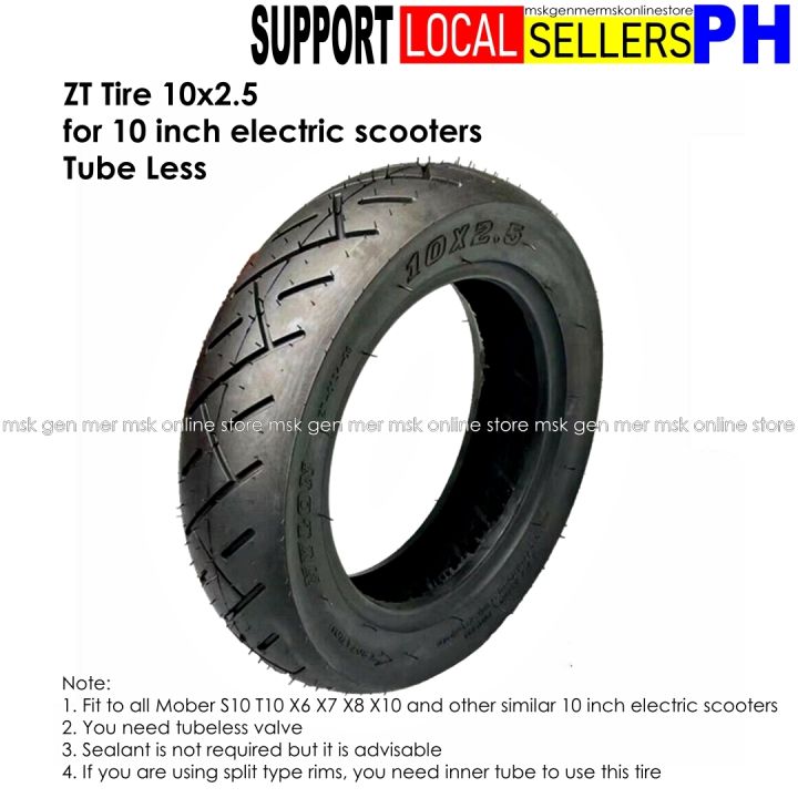 Electric Scooter Tubeless Tire 10x2.5 ZT Brand or ULIP 10x2.50(60/85-6 ...