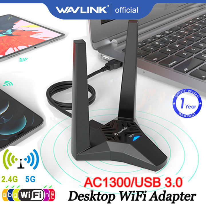 WAVLINK AC1300 USB3.0 Desktop Laptop WiFi Adapter,High Gain Dual Band ...
