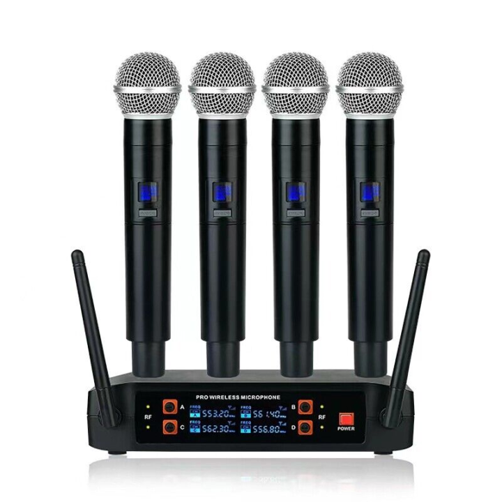 Wireless Microphone System, 4-Channel UHF Cordless Mic Set with Four Handheld Mics k8 | Lazada PH