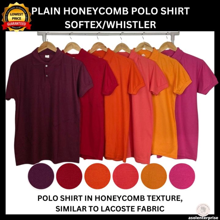 Unisex Plain Polo Shirt Softex Whistler Honeycomb Maroon Red Orange ...