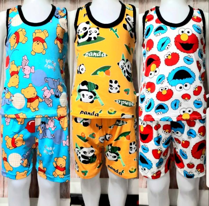 2PAIRS OF SUMMER PAMBAHAY TERNO SANDO SHORT W/ CARTOON CHARCATER PRINTS ...