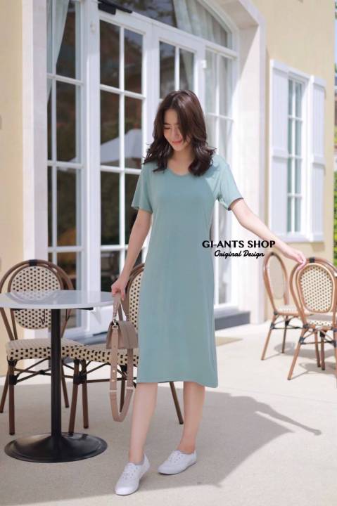 Gi-ants เดรสยูวีกุ้นแขนสั้น งานเดรสสไตล์เกาหลี🇰🇷 ผ้านิ่มเด้ง ไม่ย่นไม่ย้วยนะจ้ะ (GIAA4A) T ...