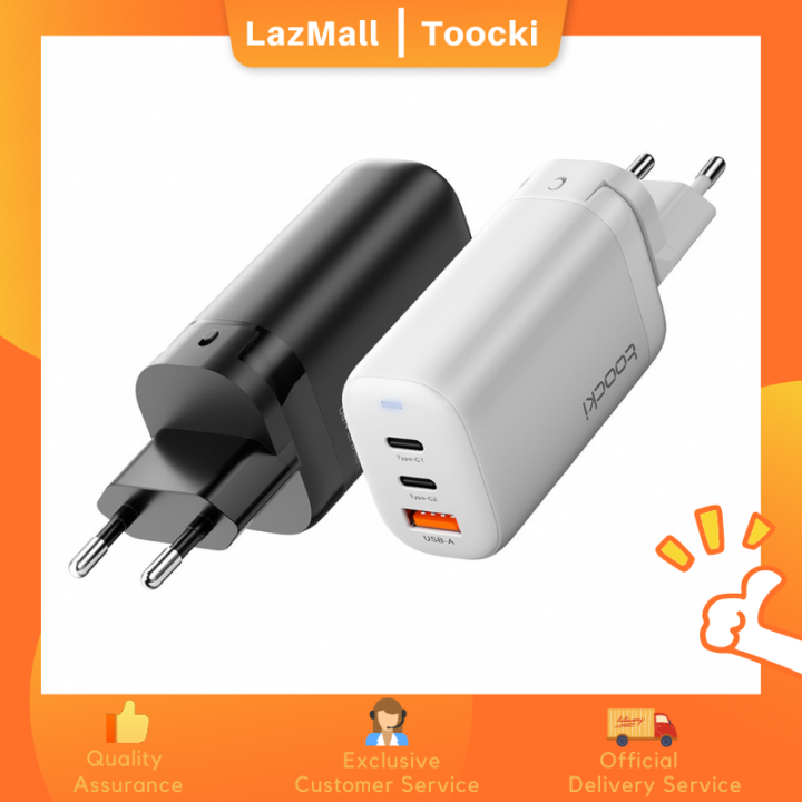 Toocki 65W GaN Charger 3 Ports USB Type C QC 4.0+PD 3.0 Fast Charger ...