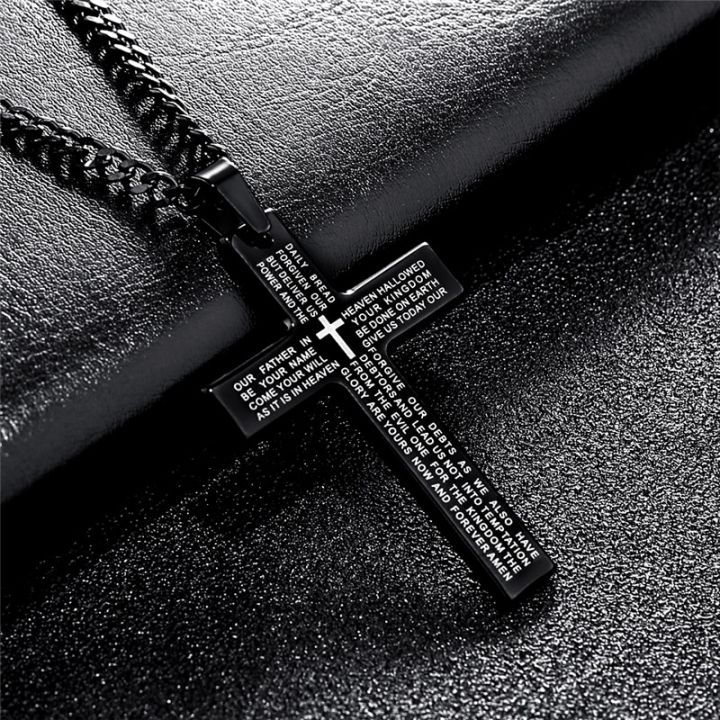 WGK Titanium steel cross pendant necklace for men European style ...