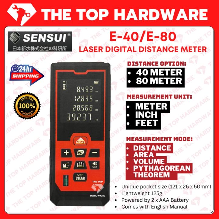 *RHUMA* SENSUI E40 E80 Laser Rangefinder Laser Distance Meter Digital Measurement Battery | Lazada