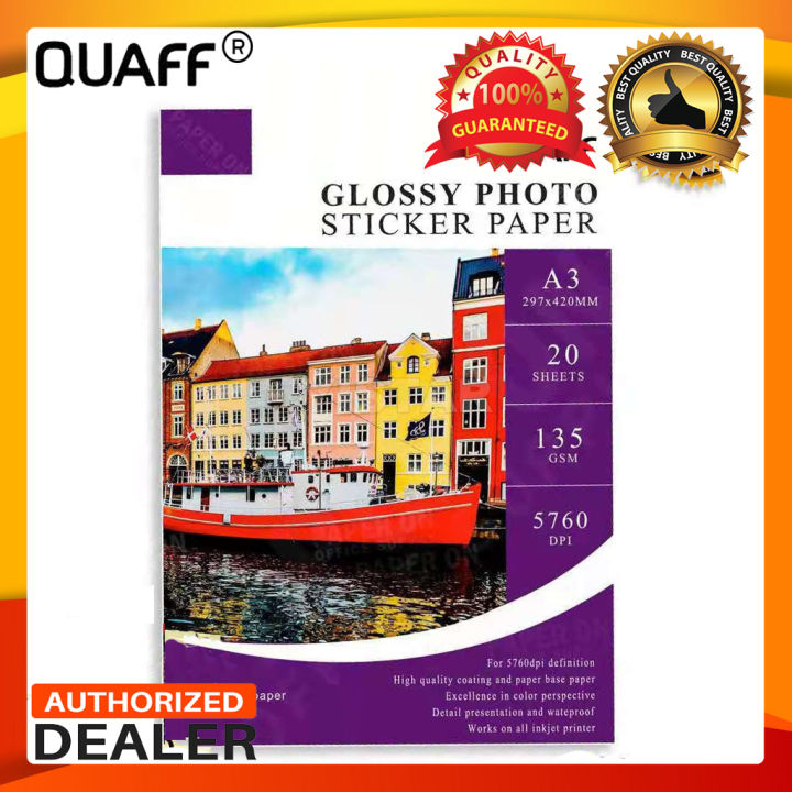 Quaff Glossy Photo Sticker Paper Size: A3 135GSM 20Sheets | Lazada PH