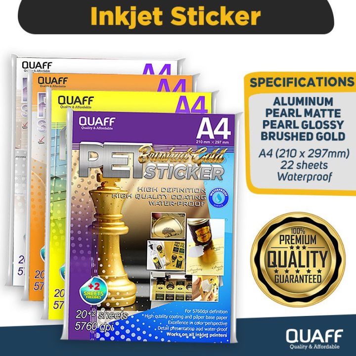 QUAFF A4 Size Waterproof Pet Stickers / Aluminum Stickers / Label ...