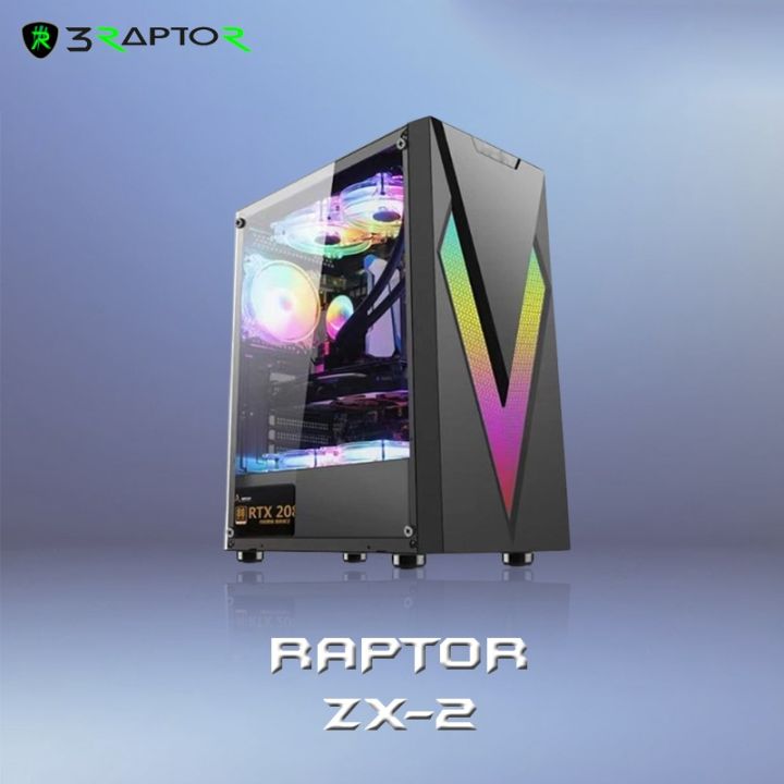 Casing PC Gaming Raptor ZX-2 Serat Karbon dengan Tempered Glass dan 3 ...