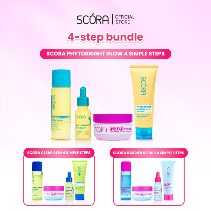 4-Step Bundle: Scora Cleanser 100ml + Scora Toner Series 80 ml + Scora ...