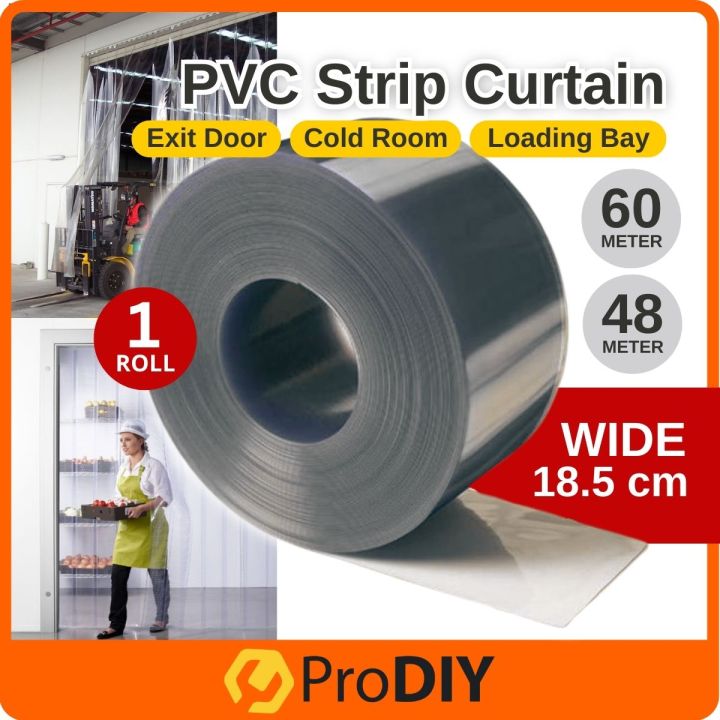 PRODIY 1 ROLL - Curtain PVC Strip Curtain Transparent Dark Clear 18.5cm ...