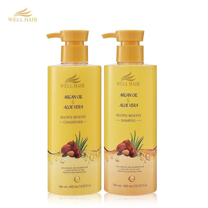 Well Hair 400ml Shampoo & Conditioner Argan Oil & Aloe Vera Dual ...