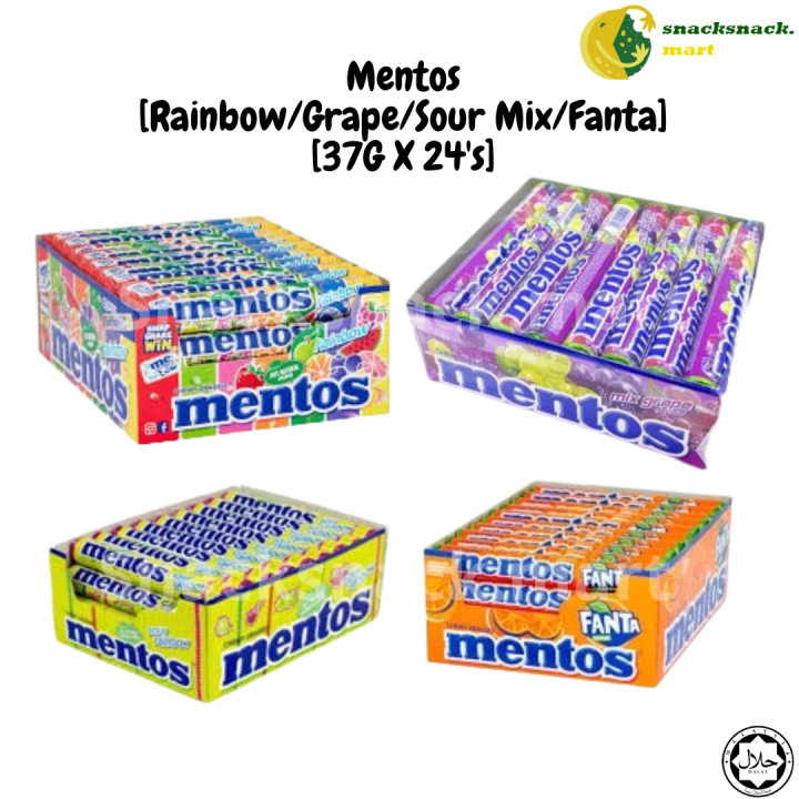{READY STOCK} Mentos [Rainbow/Grape/Sour Mix/Fanta] [37G x 24's] | Lazada