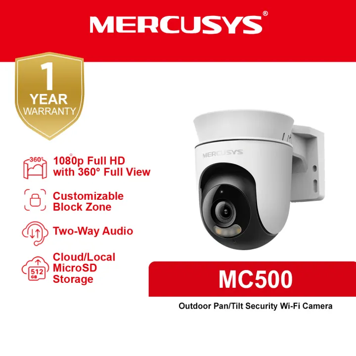 Mercusys MC500 Outdoor Pan/Tilt Security Wi-Fi Camera Motion Tracking ...