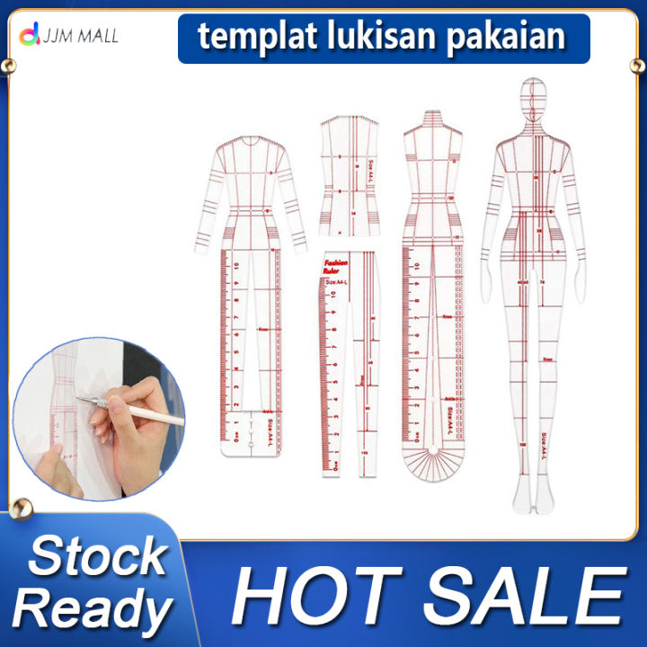 JJM MALL Fashion Illustration Rulers Sketching Templates Ruler Sewing ...