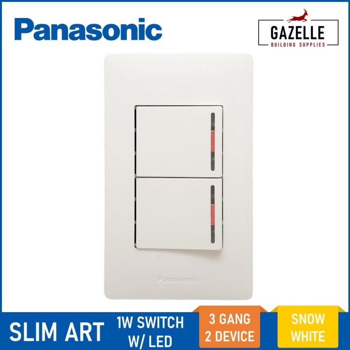 Panasonic Slim Art 1 Way Illuminated Switch (LED) - 3 Gang 2 Device ...