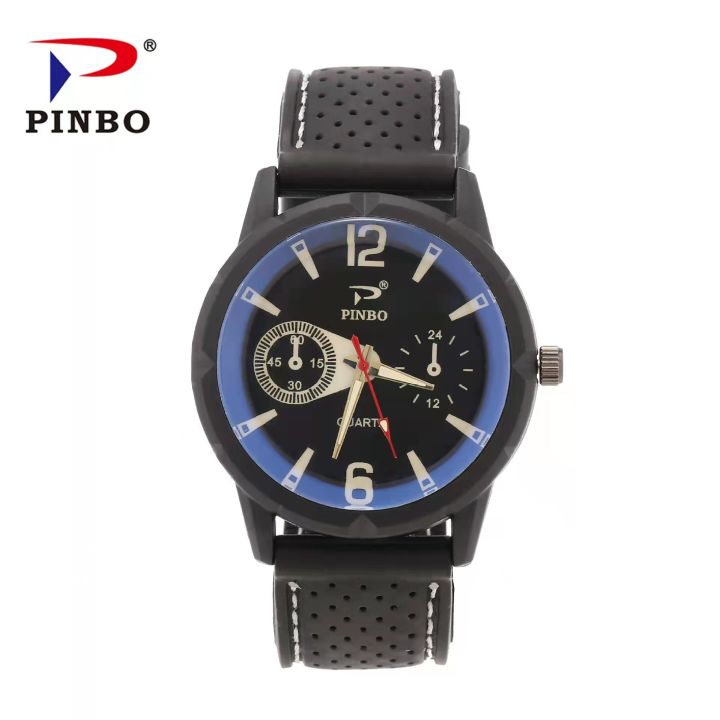 PinBo นาฬิกาข้อมือแฟชั่นผู้ชายสายซิลิโคน สไตล์สปอร์ต กันน้ำ หน้าปัด ...