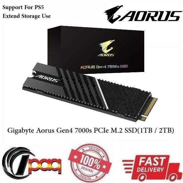 Gigabyte Aorus Gen4 7000s PCIe 4.0 x4 NVMe M.2 SSD (1TB / 2TB) (Support PS5 Console Extend ...