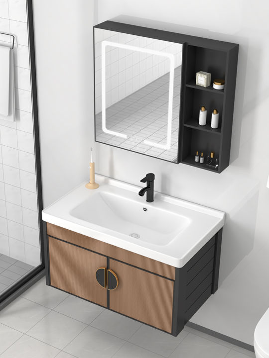 Space Aluminum Bathroom Basin Cabinet Storage Combination Modern ...