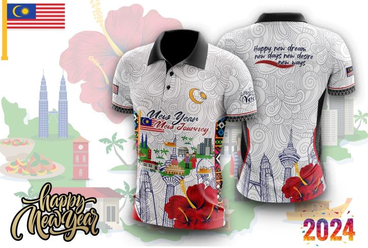 Happy new year 2024-2025 Malaysia New Year New Journey 3D merdeka polo ...