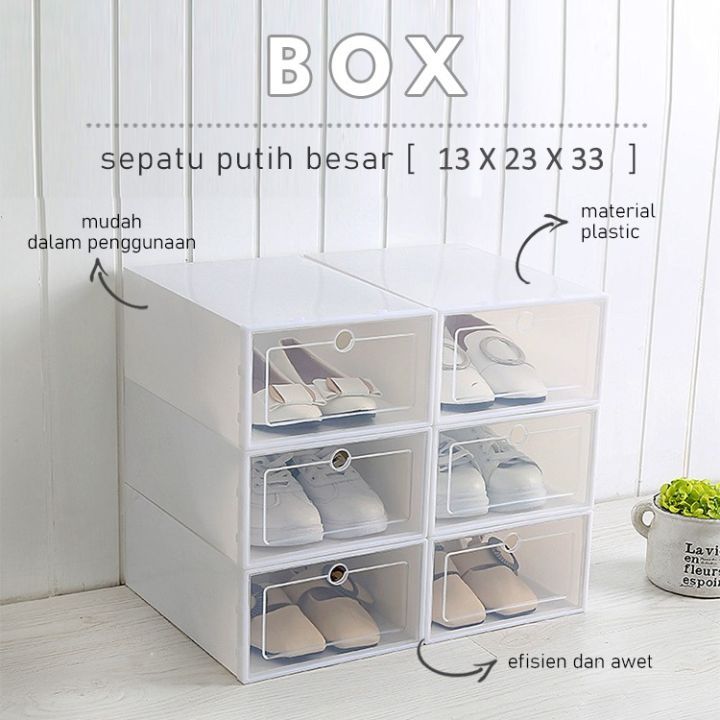 ( OMG ) Kotak Sepatu Lipat Transparan Tebal Shoes Storage Box Organizer ...