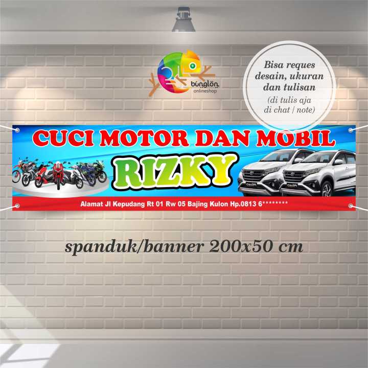 Spanduk Banner 200x50Cm Cucian Motor, Cuci Mobil, Free Desain, Spanduk ...