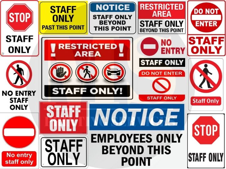 Staff Only Signages (Laminated Signage and Waterproof Vinyl Sticker A4 ...