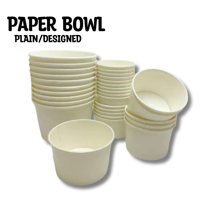 50pcs Paper Meal Bowl / PLAIN WHITE 220cc 260cc 320cc 390cc 520cc 750cc ...