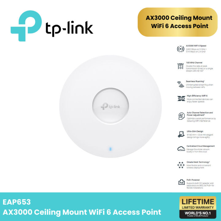 TP-LINK EAP653 AX3000 Ceiling Mount WiFi 6 Access Point | Lazada.co.th