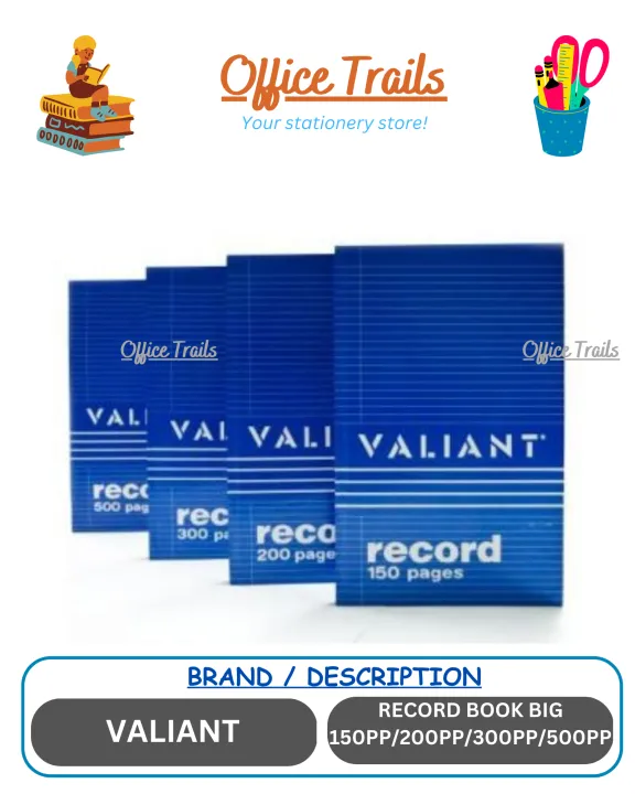 Valiant Record Book 500PAGES/300PAGES/200PAGES/150PAGES 17.5CM X 28.5CM ...
